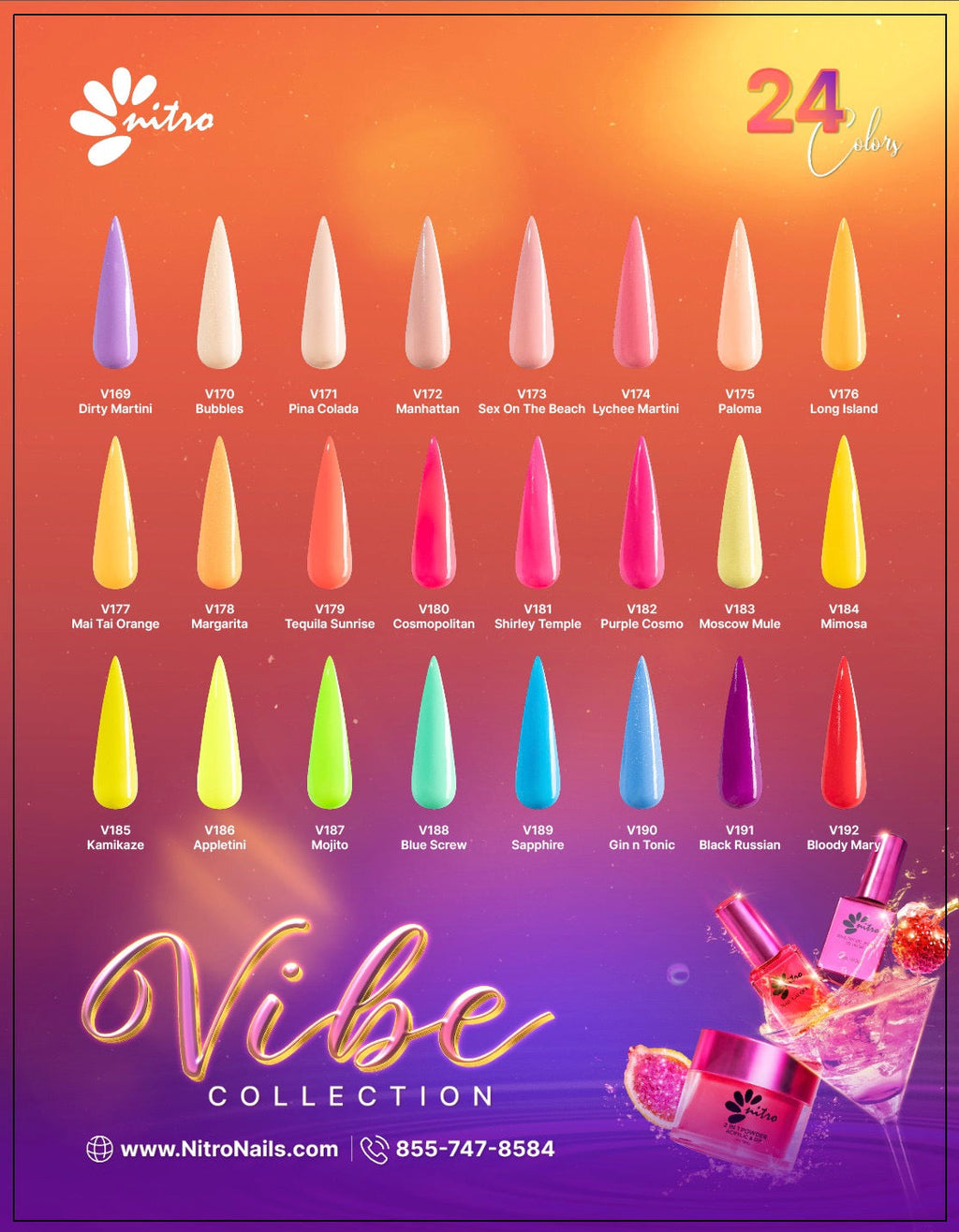 VIBE COLLECTION 4-IN-1 ACRYLIC/DIPPING POWDER, GEL, & LACQUER (24 COLO – Nitro Nails